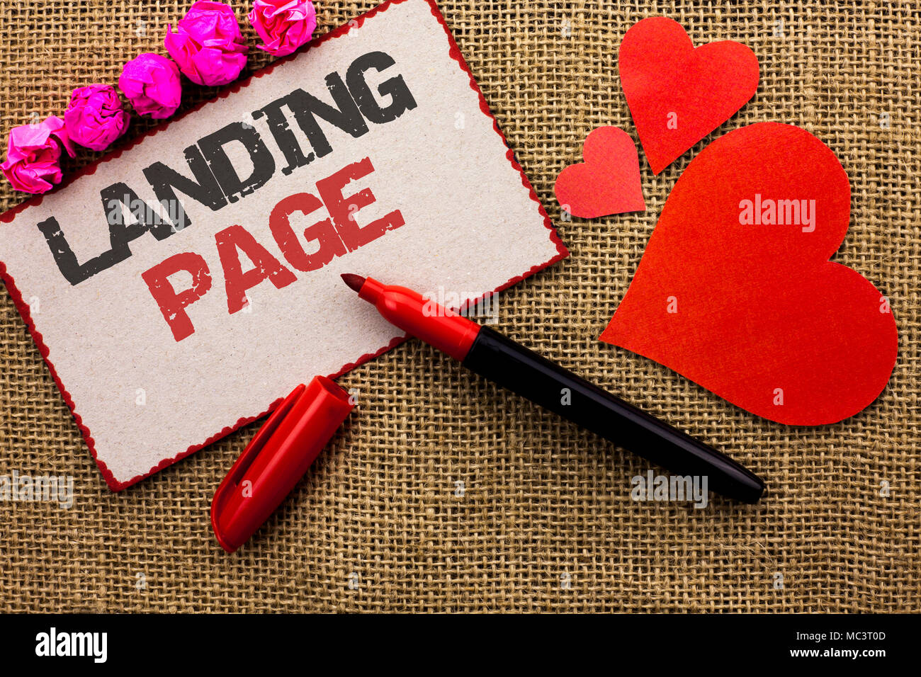 Word writing text Landing Page. Business concept for Website accessed by clicking a link on ...