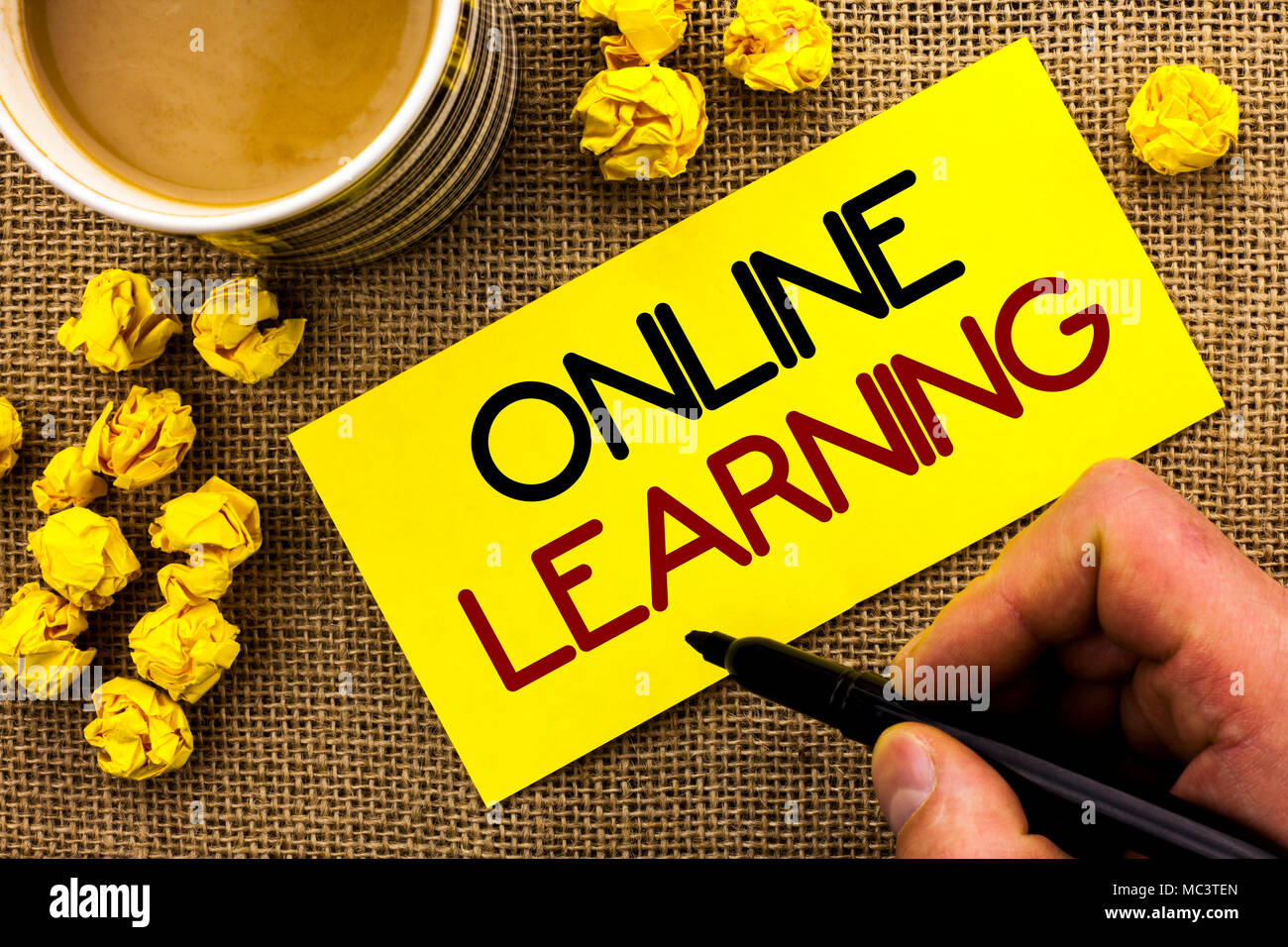 Text sign showing Online Learning. Conceptual photo Distance education ...
