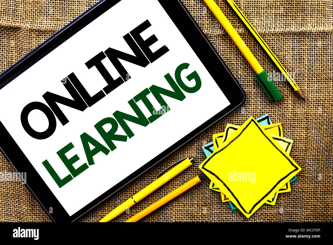 Text sign showing Online Learning. Conceptual photo Distance education ...