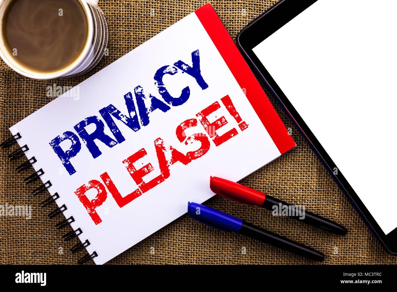 Handwriting text Privacy Please Motivational Call. Concept meaning Let ...