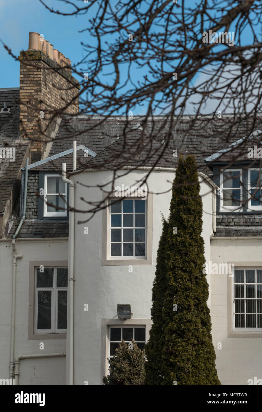 Rear facade of a Georgian townhouse in Atholl Place, Perth, Scotland ...