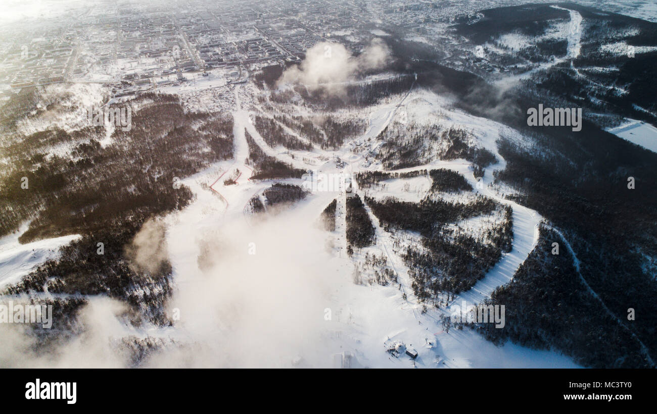 Gorny Vozdukh ski resort. Gorny Vozdukh or Mountain Air is a large ...