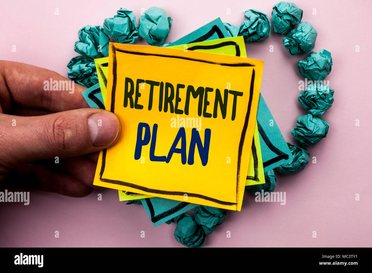 Handwriting text Retirement Plan. Concept meaning Savings Investments ...