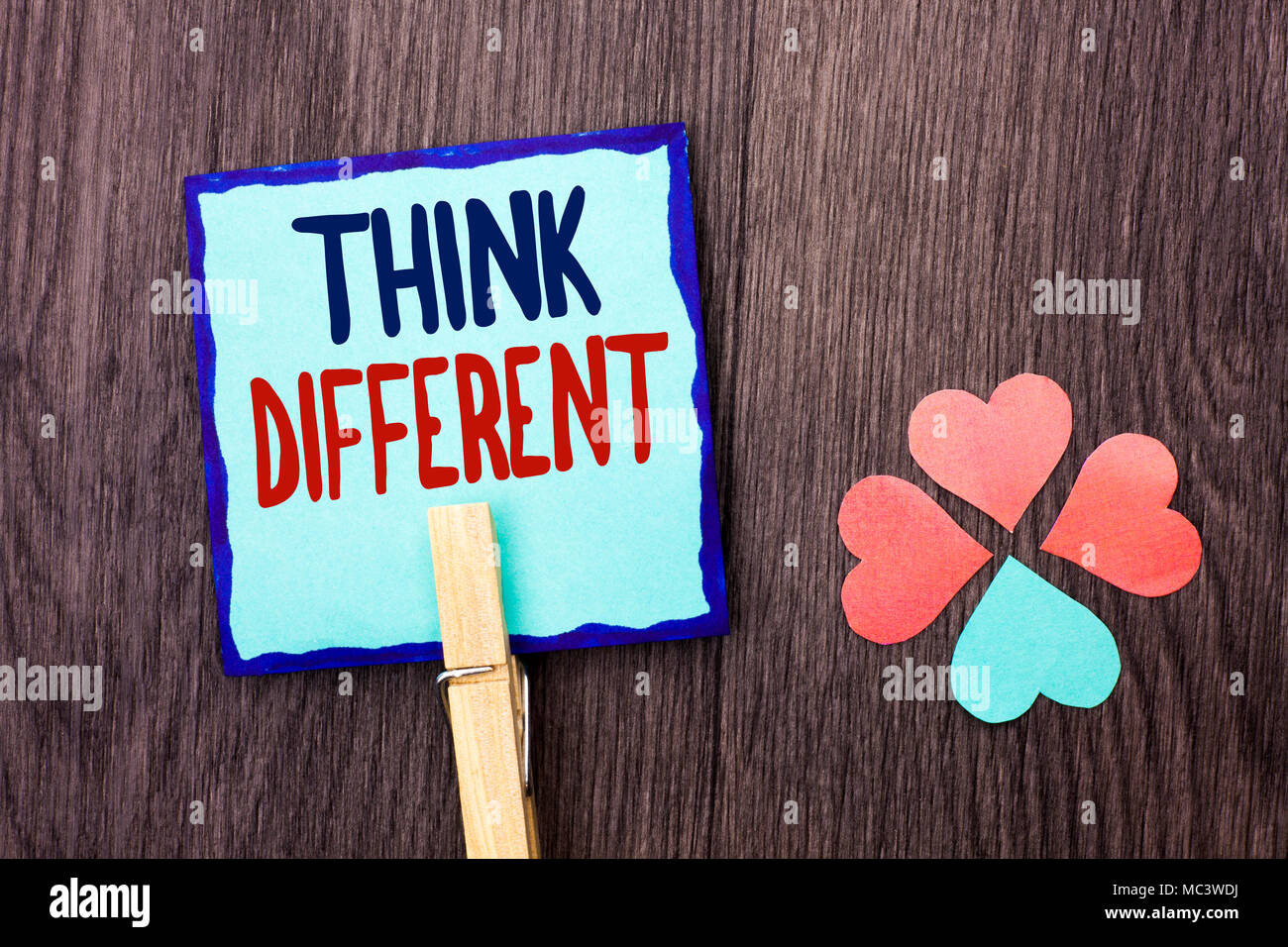Handwriting text writing Think Different. Concept meaning Rethink ...