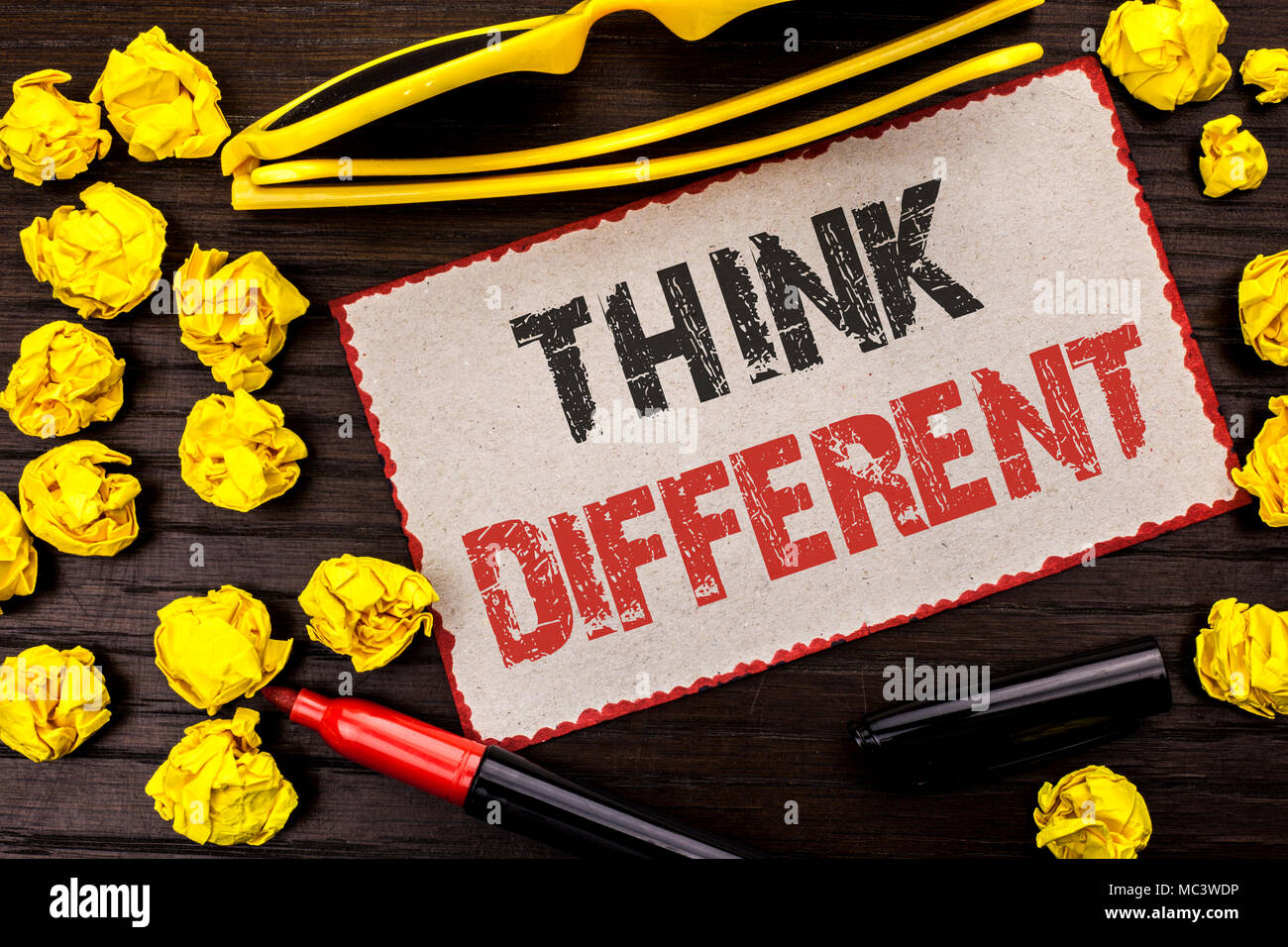 Conceptual hand writing showing Think Different. Business photo text ...