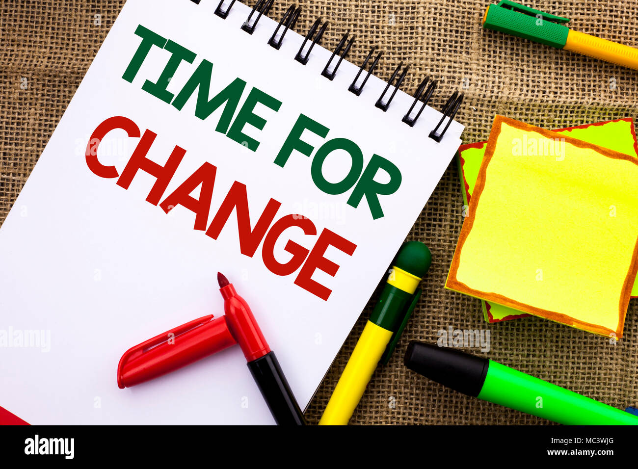 Writing note showing Time For Change. Business photo showcasing ...
