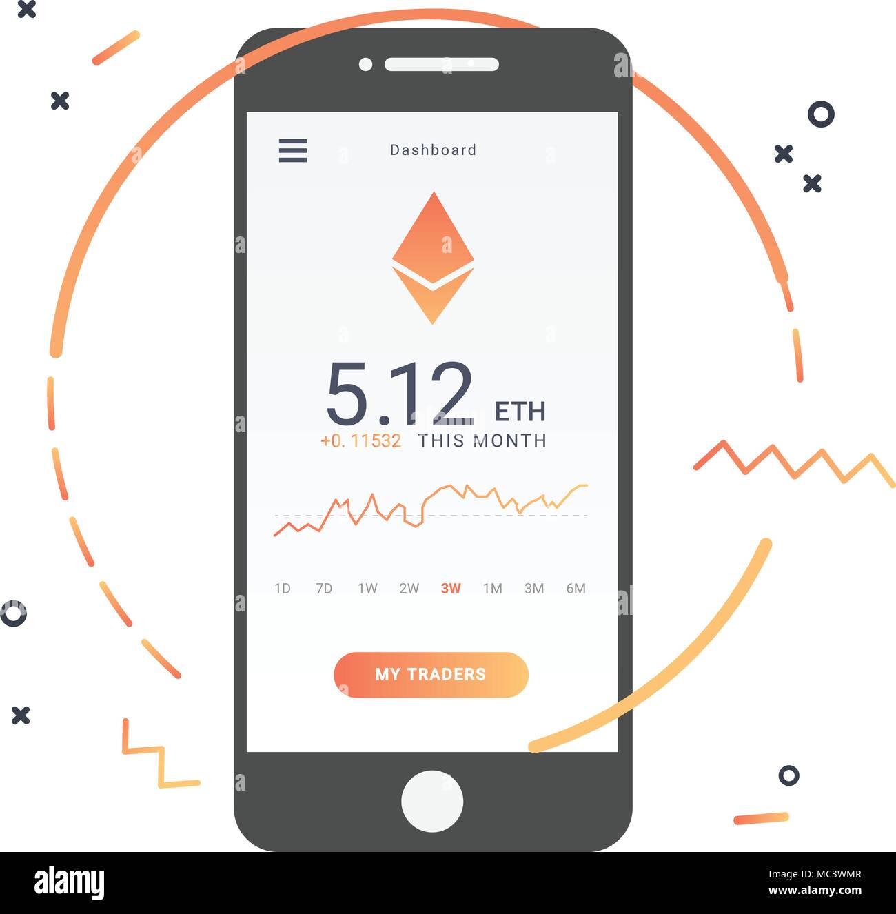 Ethereum vector illustration. Blockchain technology cryptocurrency ...