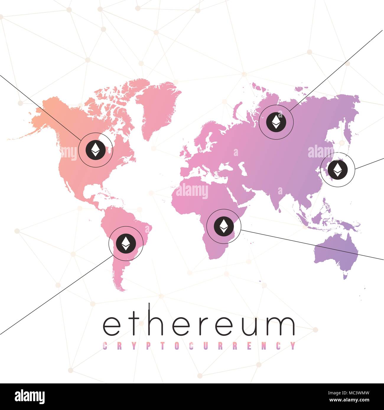 Ethereum vector illustration. Blockchain technology cryptocurrency ...