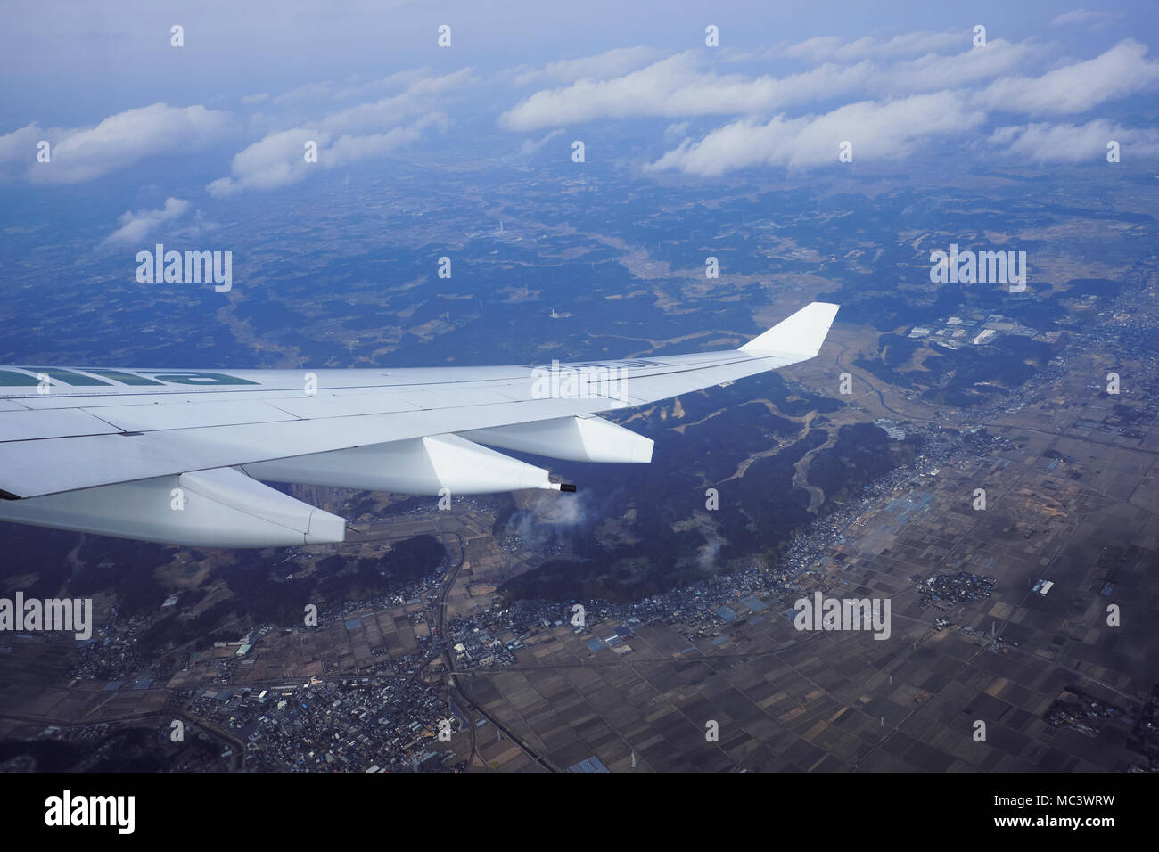 Bird's eye view of Japan landscape from an airplane Stock Photo - Alamy