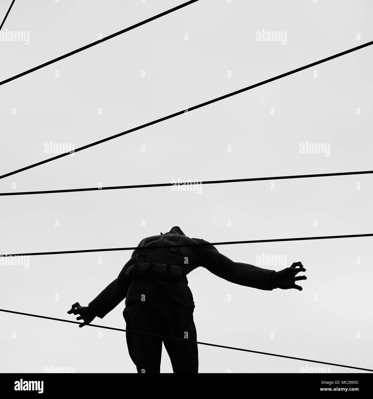 Statue and electricity cables, Parma, Italy Stock Photo - Alamy