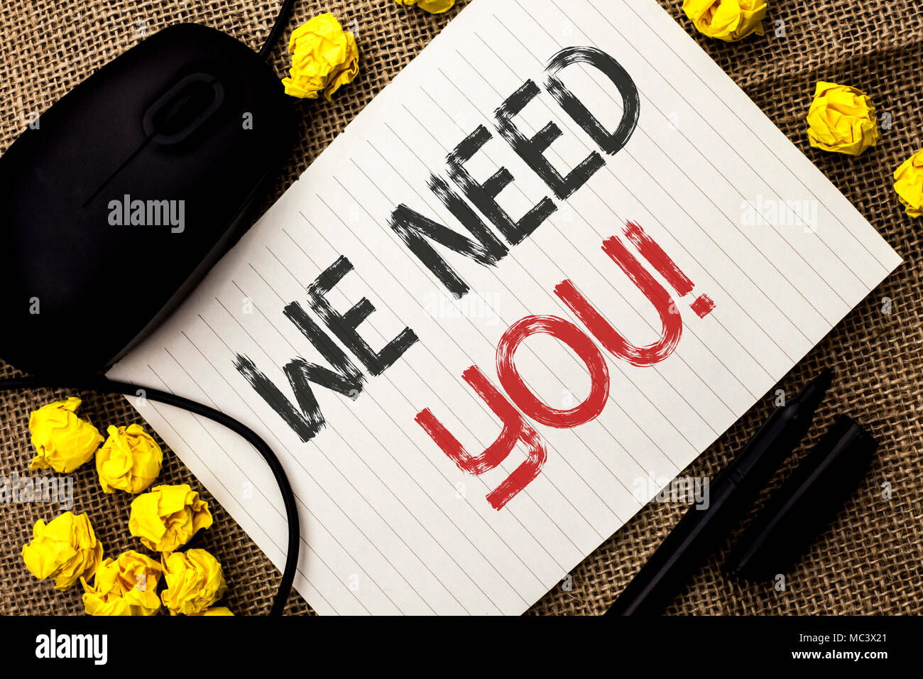 Word writing text We Need You Motivational Call. Business concept for ...
