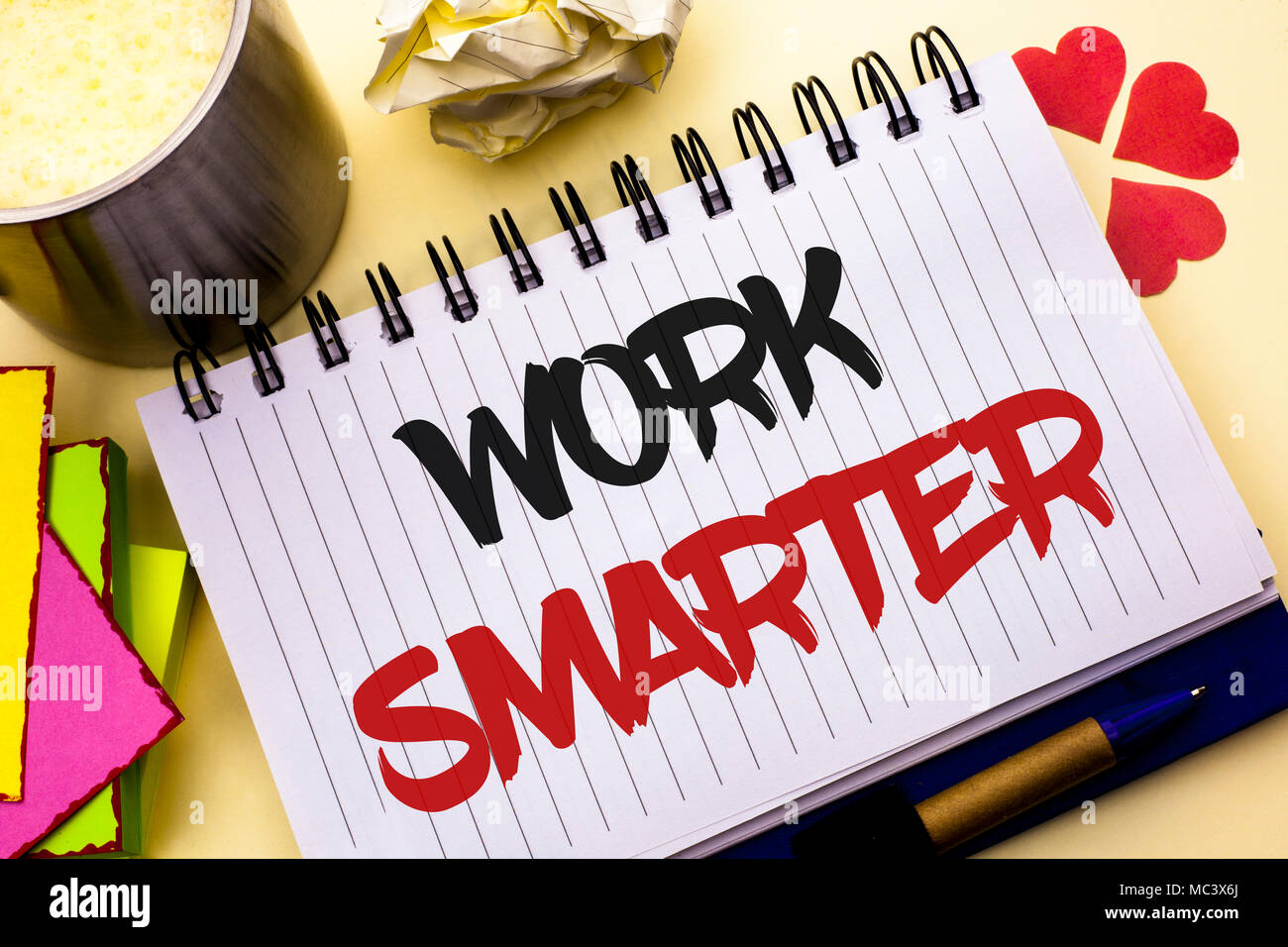 Writing note showing Work Smarter. Business photo showcasing Efficient ...