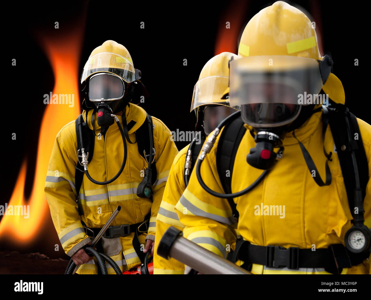 Firefighters , Heroes in flames , The rescue aid Stock Photo - Alamy
