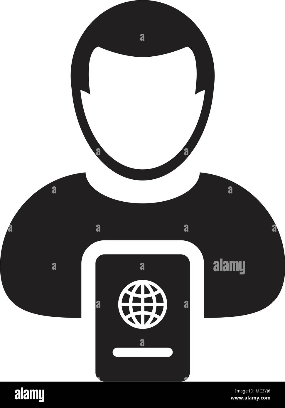 Passport Icon Vector With Male Person Profile Avatar Symbol for ...