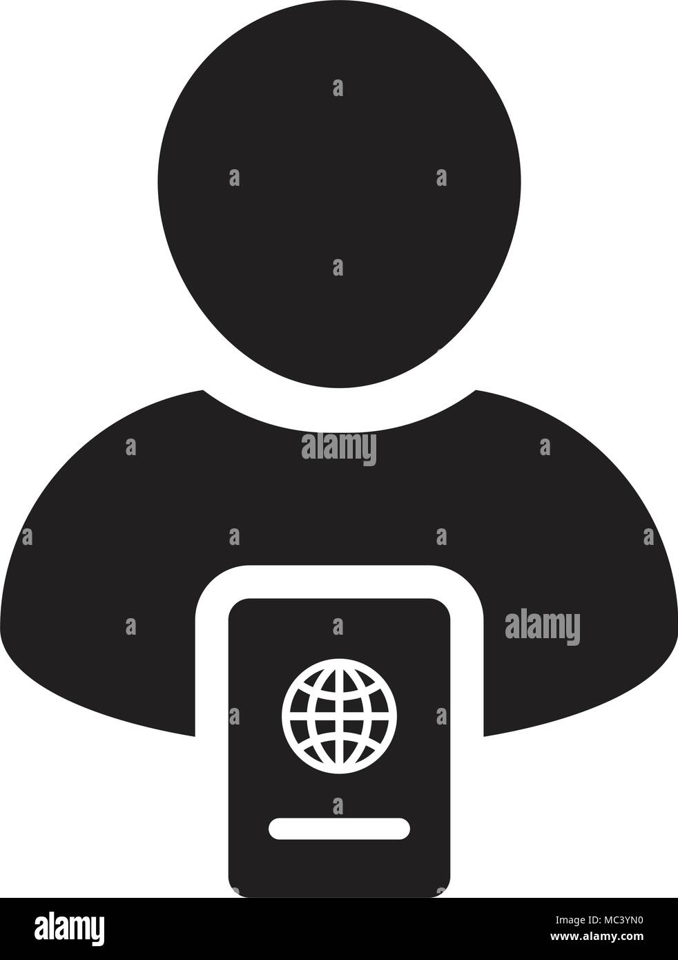 Passport Icon Vector With Male Person Profile Avatar Symbol for ...