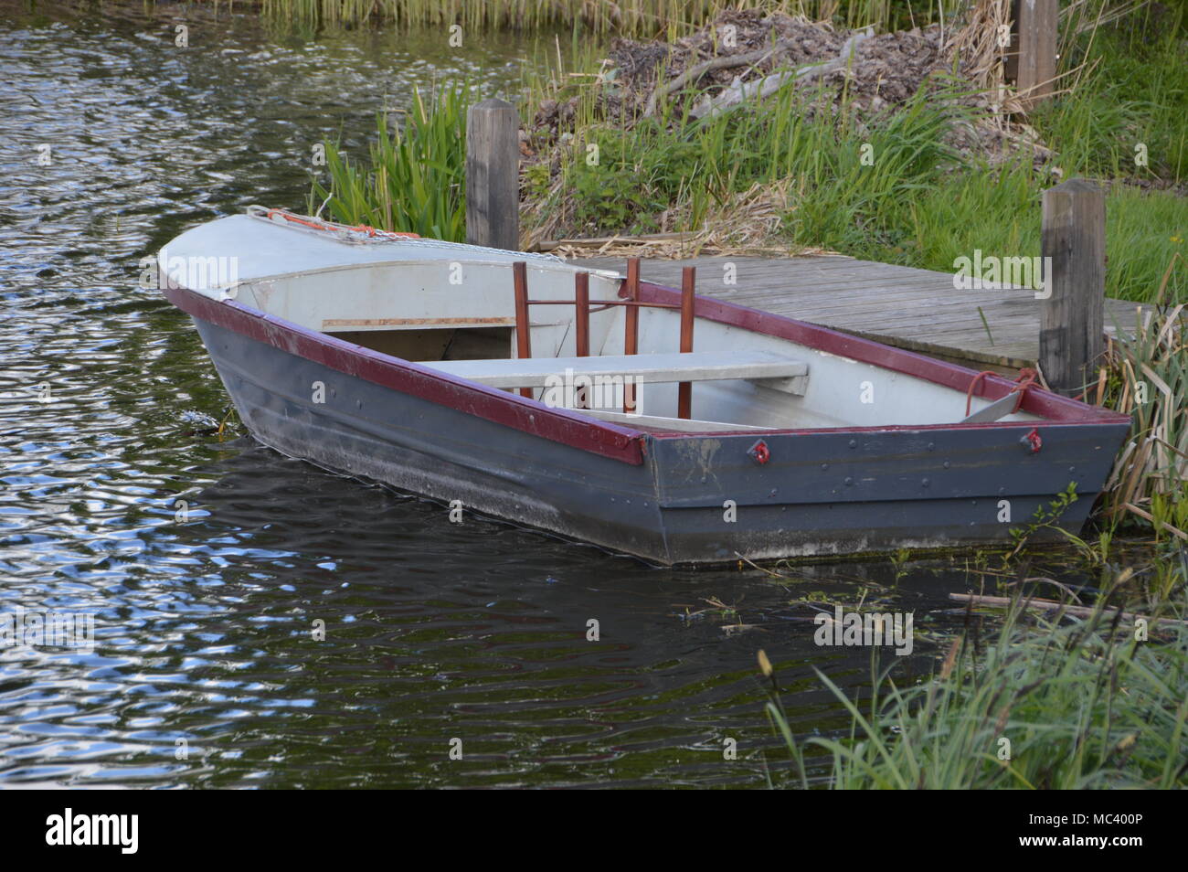 Rowing Boat Along The River Stock Photo - Alamy