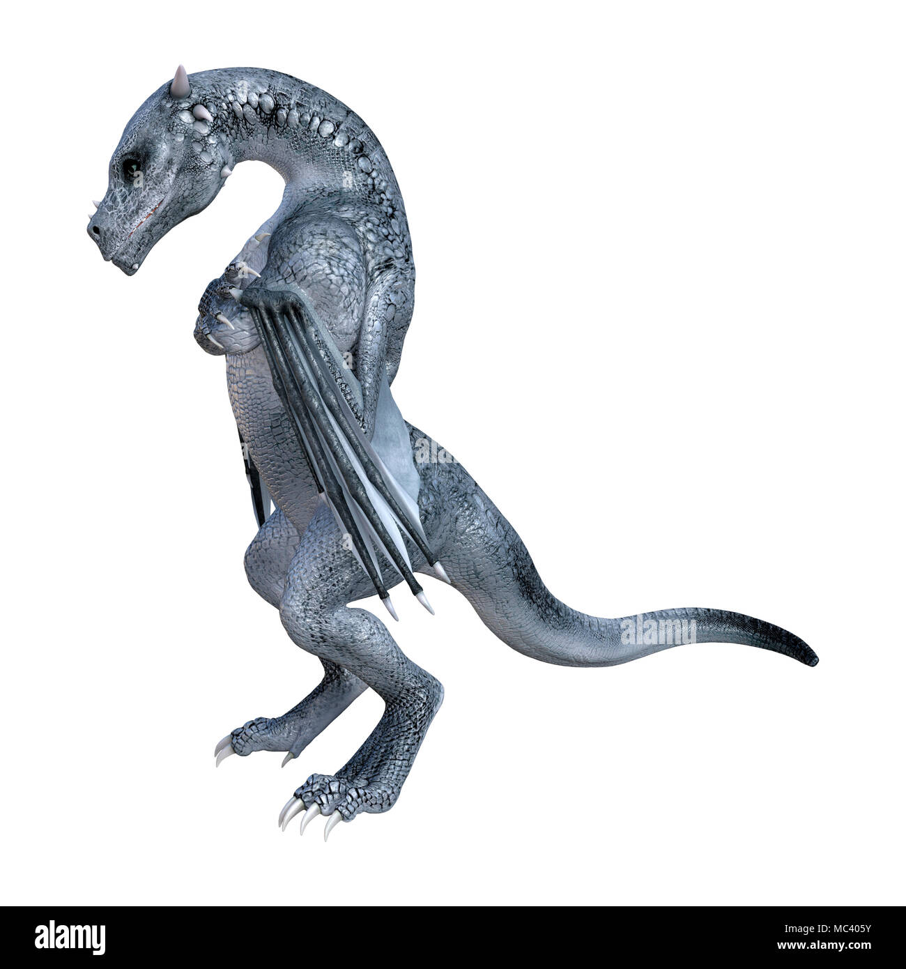 3D rendering of a fantasy dragon whelp isolated on white background ...