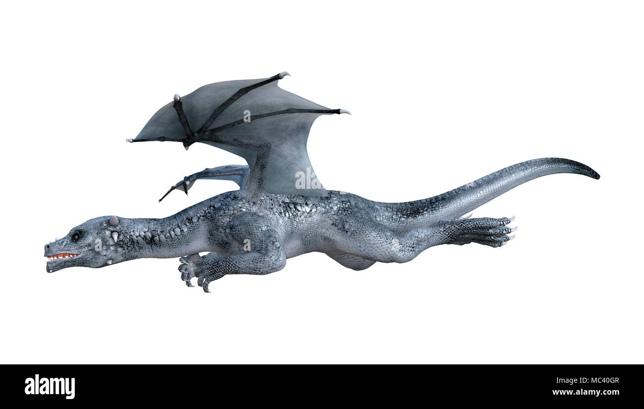 3D rendering of a fantasy dragon whelp isolated on white background ...