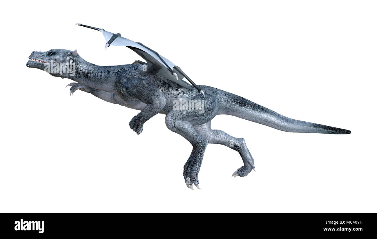 3D rendering of a fantasy dragon whelp isolated on white background ...