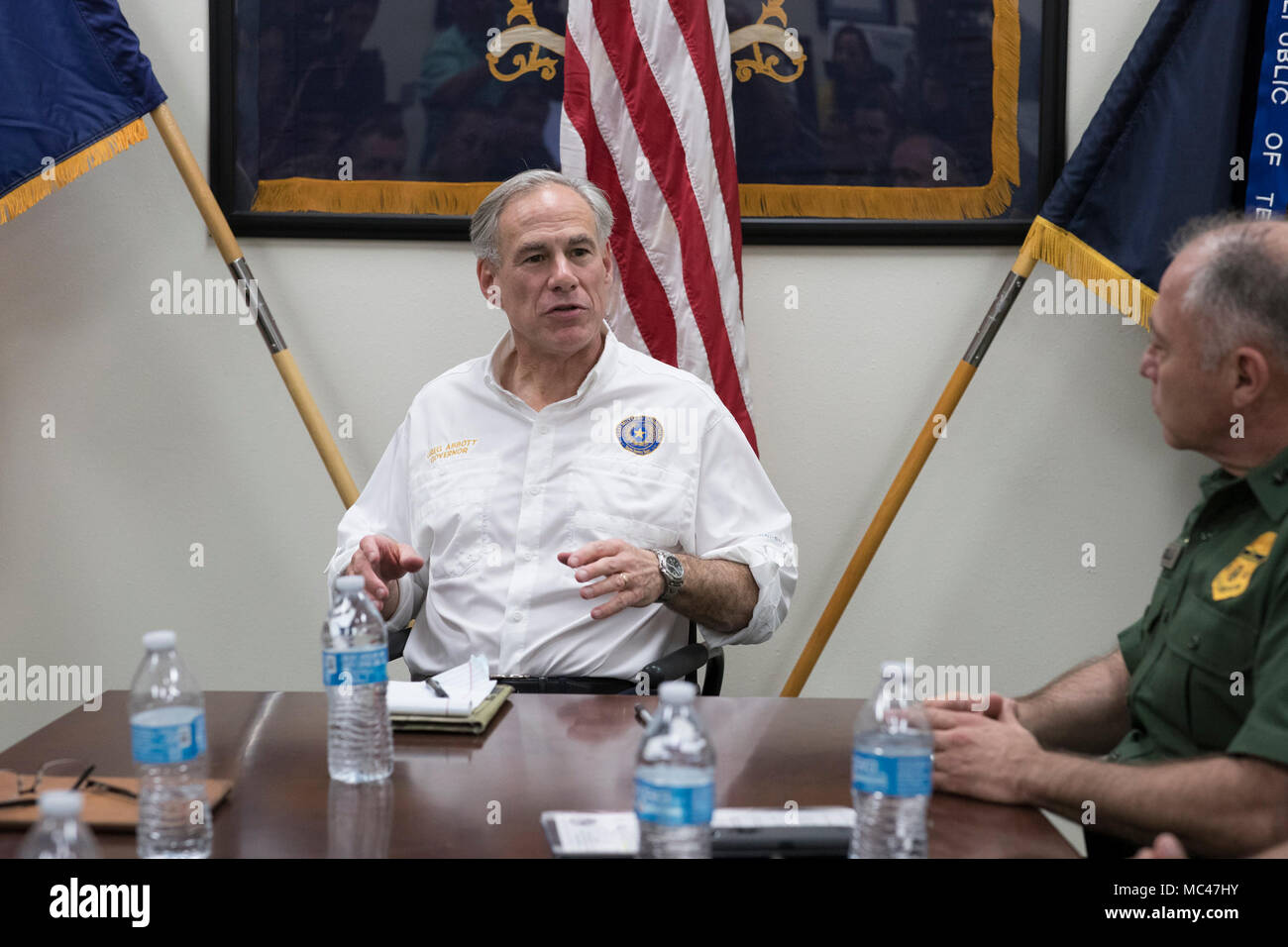 Texas Gov. Greg Abbott speaks to U.S. Border Patrol and Texas National ...