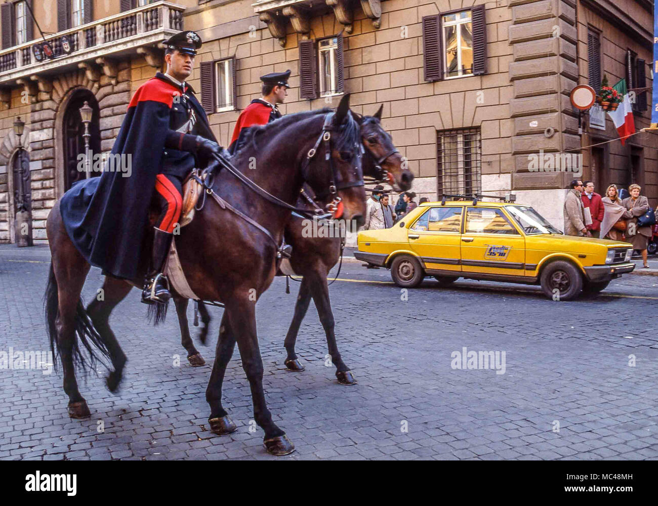 Rome, Italy. 1st Dec, 1989. Mounted Carabinieri (horse police) wearing ...