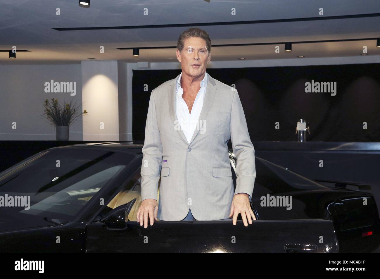 Berlin, Germany. 11th Apr, 2018. David Hasselhoff with the car K.I.T.T ...