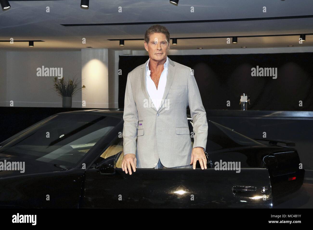 Berlin, Germany. 11th Apr, 2018. David Hasselhoff with the car K.I.T.T ...
