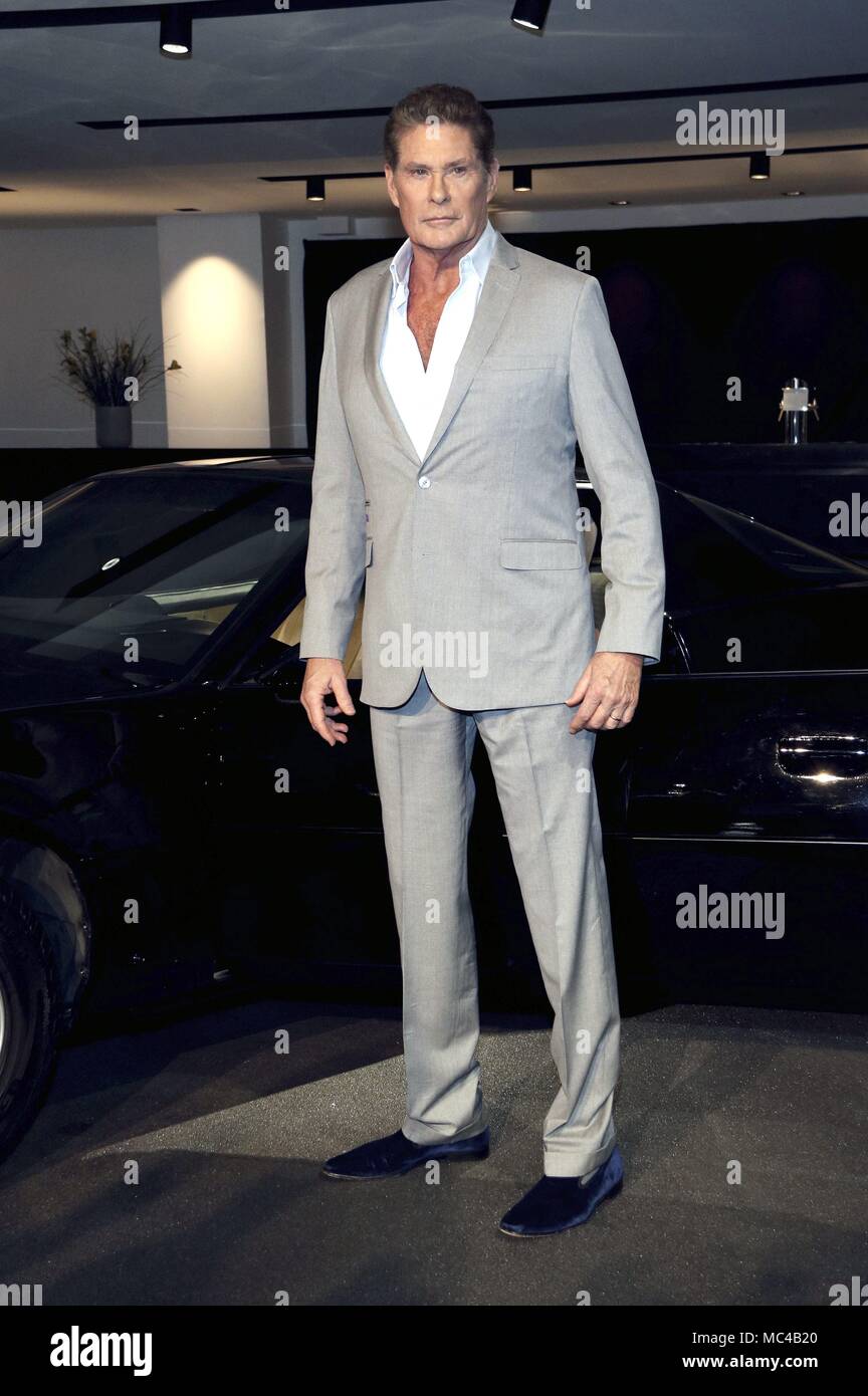 Berlin, Germany. 11th Apr, 2018. David Hasselhoff with the car K.I.T.T ...