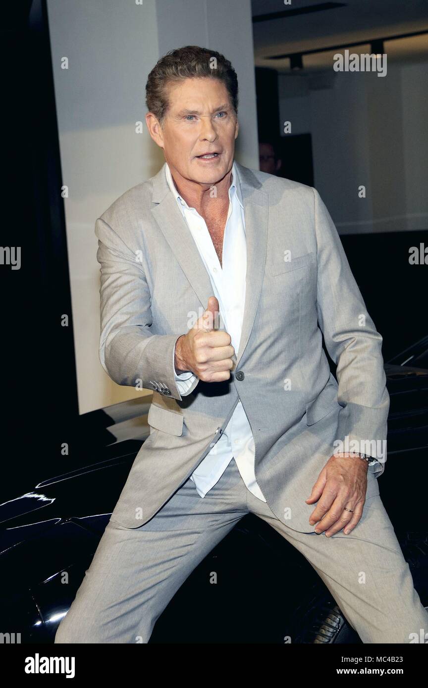 Berlin, Germany. 11th Apr, 2018. David Hasselhoff with the car K.I.T.T ...