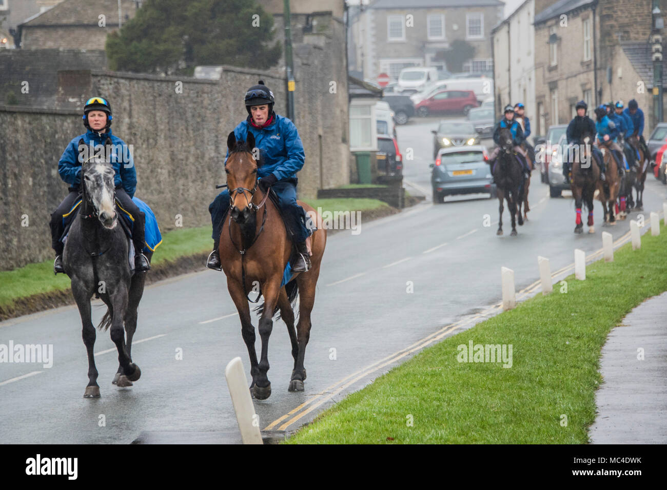 Middleham, Yorkshire, UK. 13th April, 2018. Race horses from Micky ...