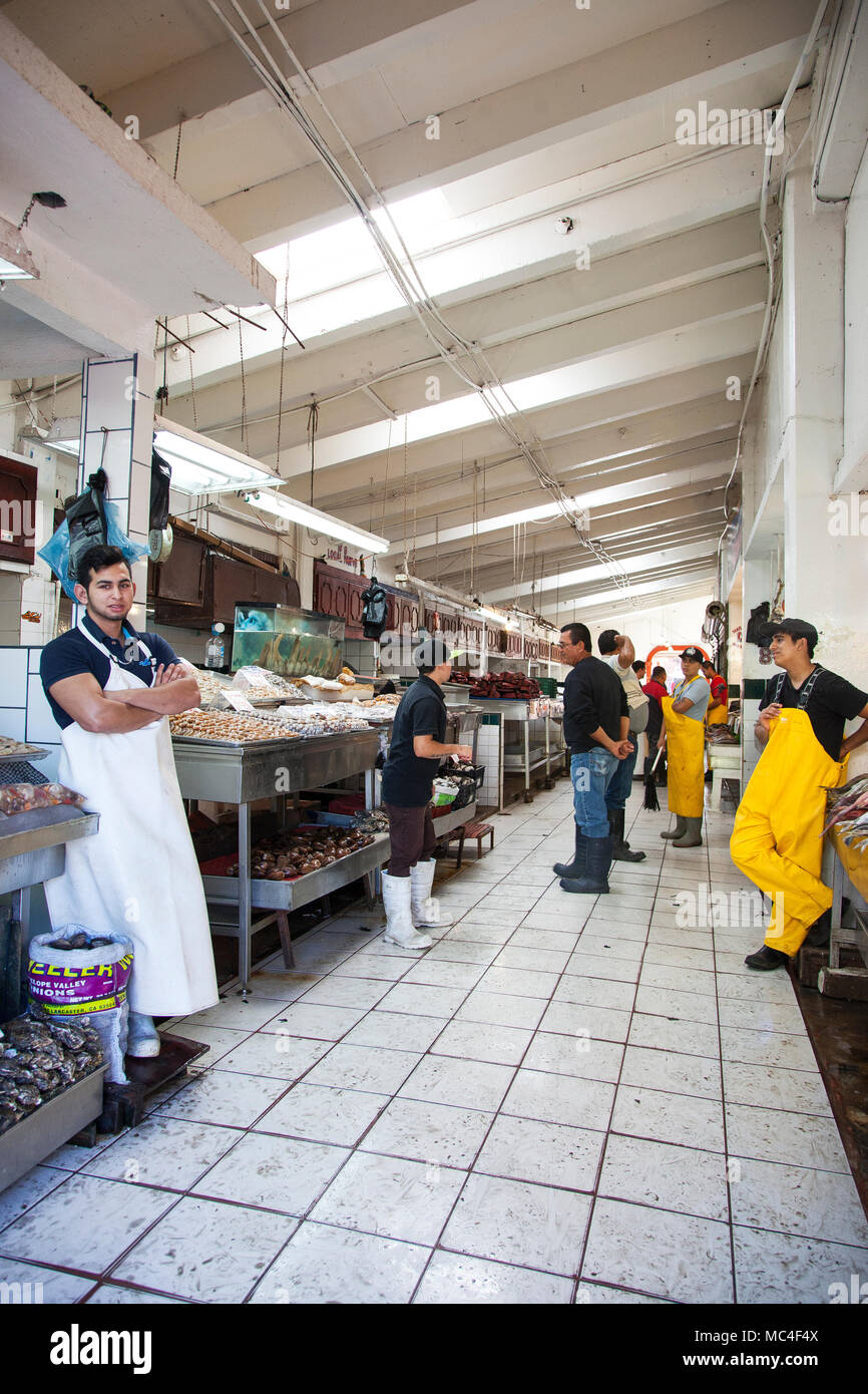 Fish for sale at the fish market in Ensenada, Baja California, Mexico ...
