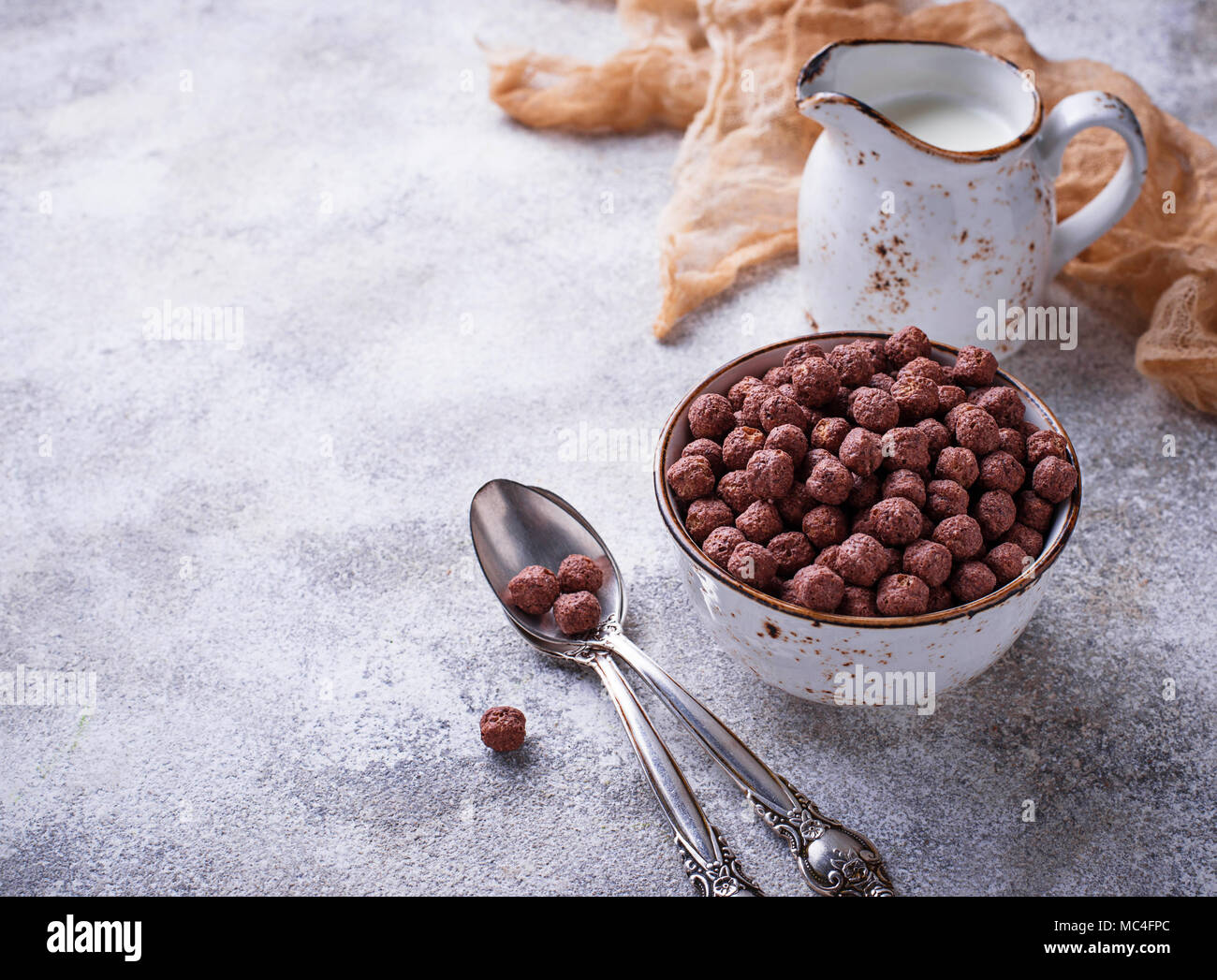 Cocoa balls corn flakes for breakfast Stock Photo - Alamy