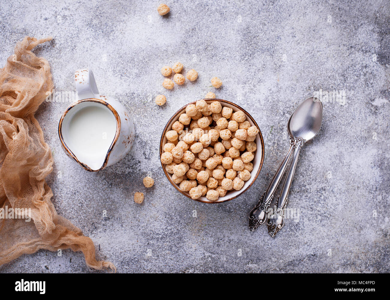 Sweet corn flakes ball for breakfast Stock Photo - Alamy