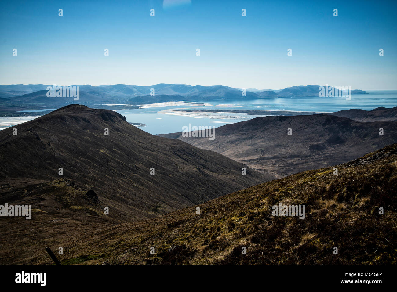 Summit of Caherconree looking north to Castlemaine harbour Stock Photo ...