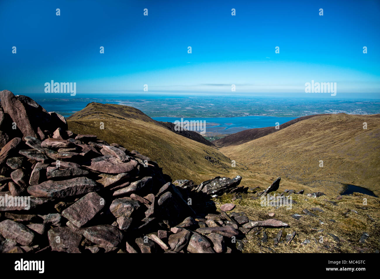 Summit of Caherconree looking south to Tralee Bay Stock Photo - Alamy
