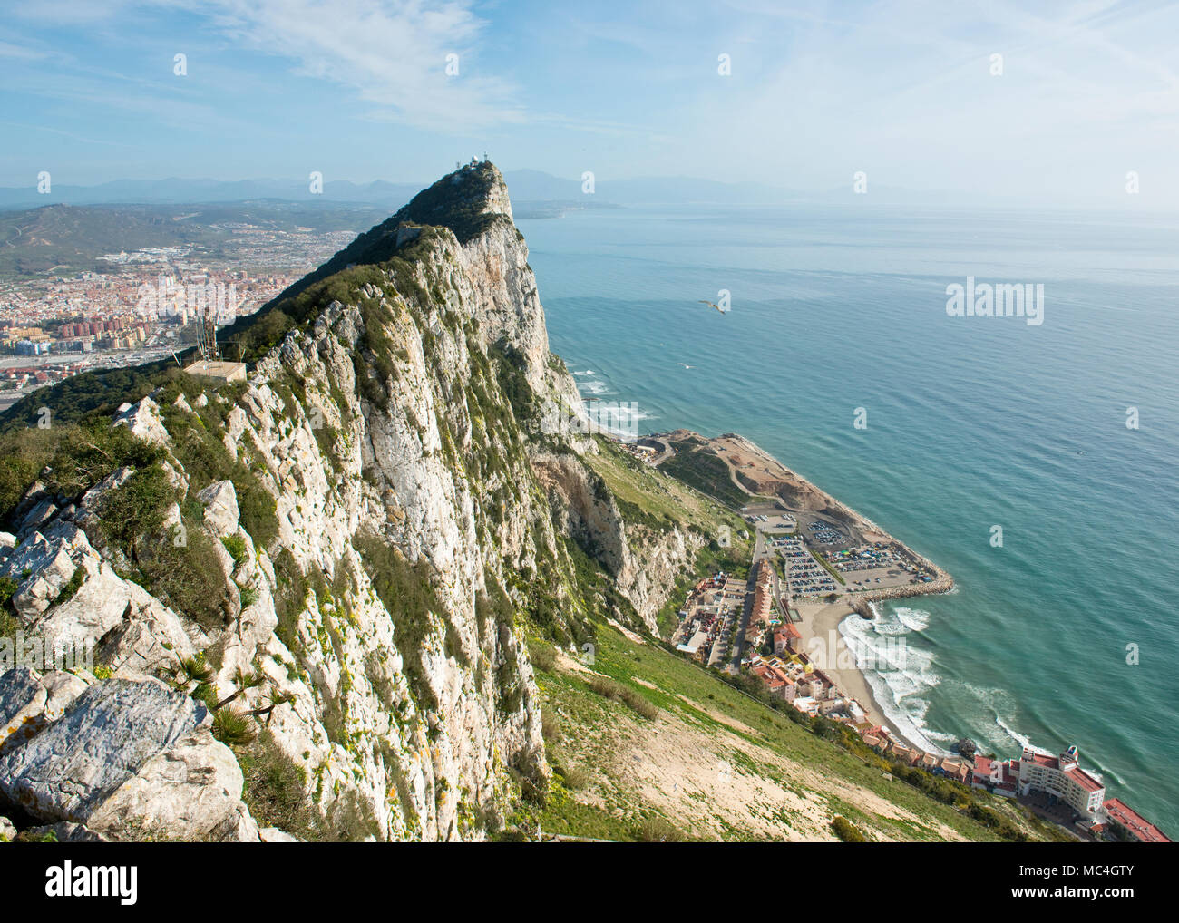 View northwards to the top of the Rock of Gibraltar. Gibraltar, UK ...