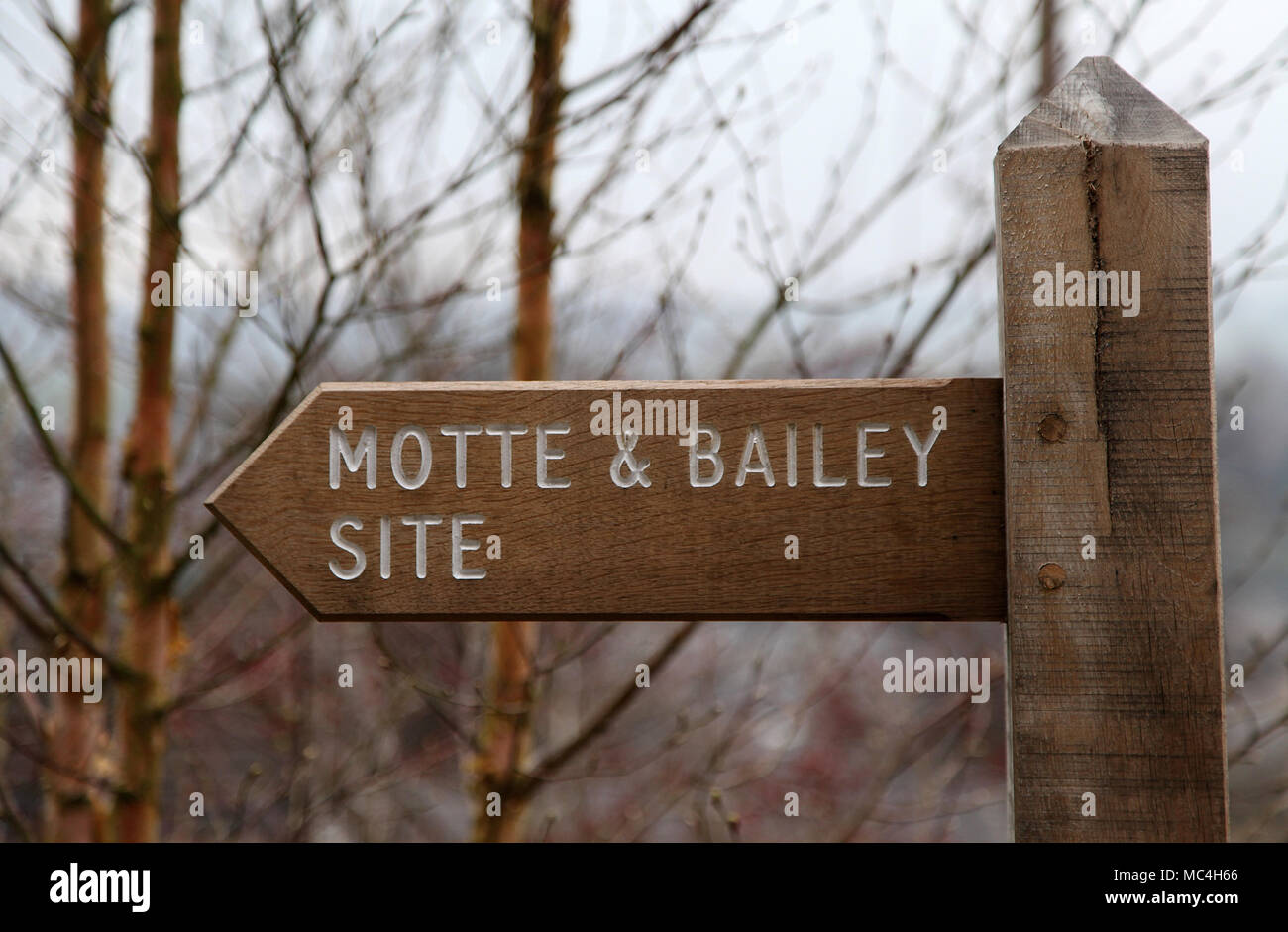 Motte and Bailey Site sign at Castle Hill in Bakewell Stock Photo - Alamy
