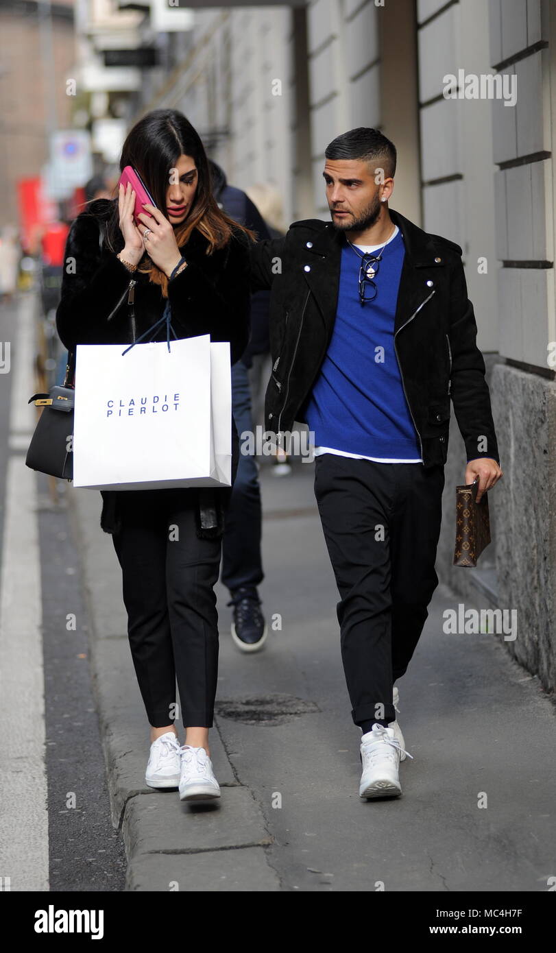 Lorenzo Insigne shopping in Milan with his wife Genoveffa Featuring ...