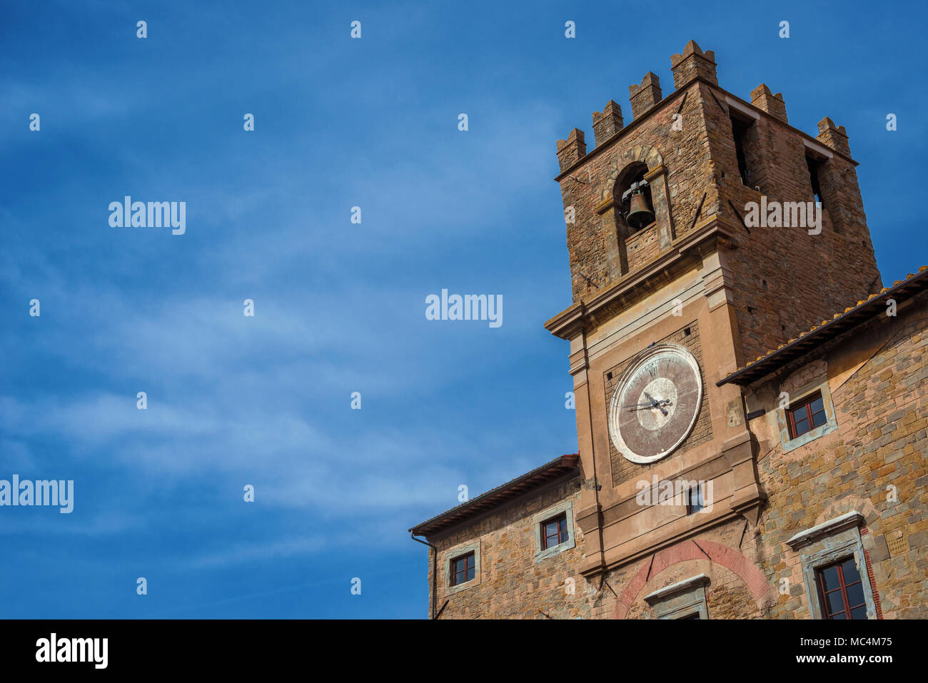 Cortona old clocktower, symbol of the ancient city in Tuscany ...