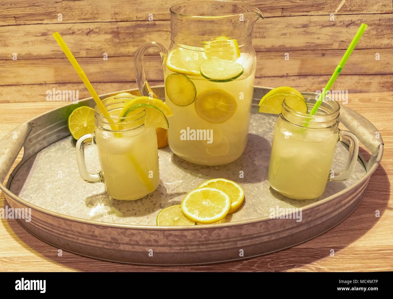 sweat and icy cold lemonade ready to be served Stock Photo - Alamy