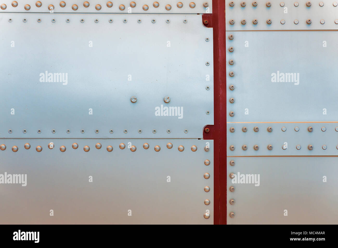 A close up section of the outer layer of a rocket providing an abstract ...