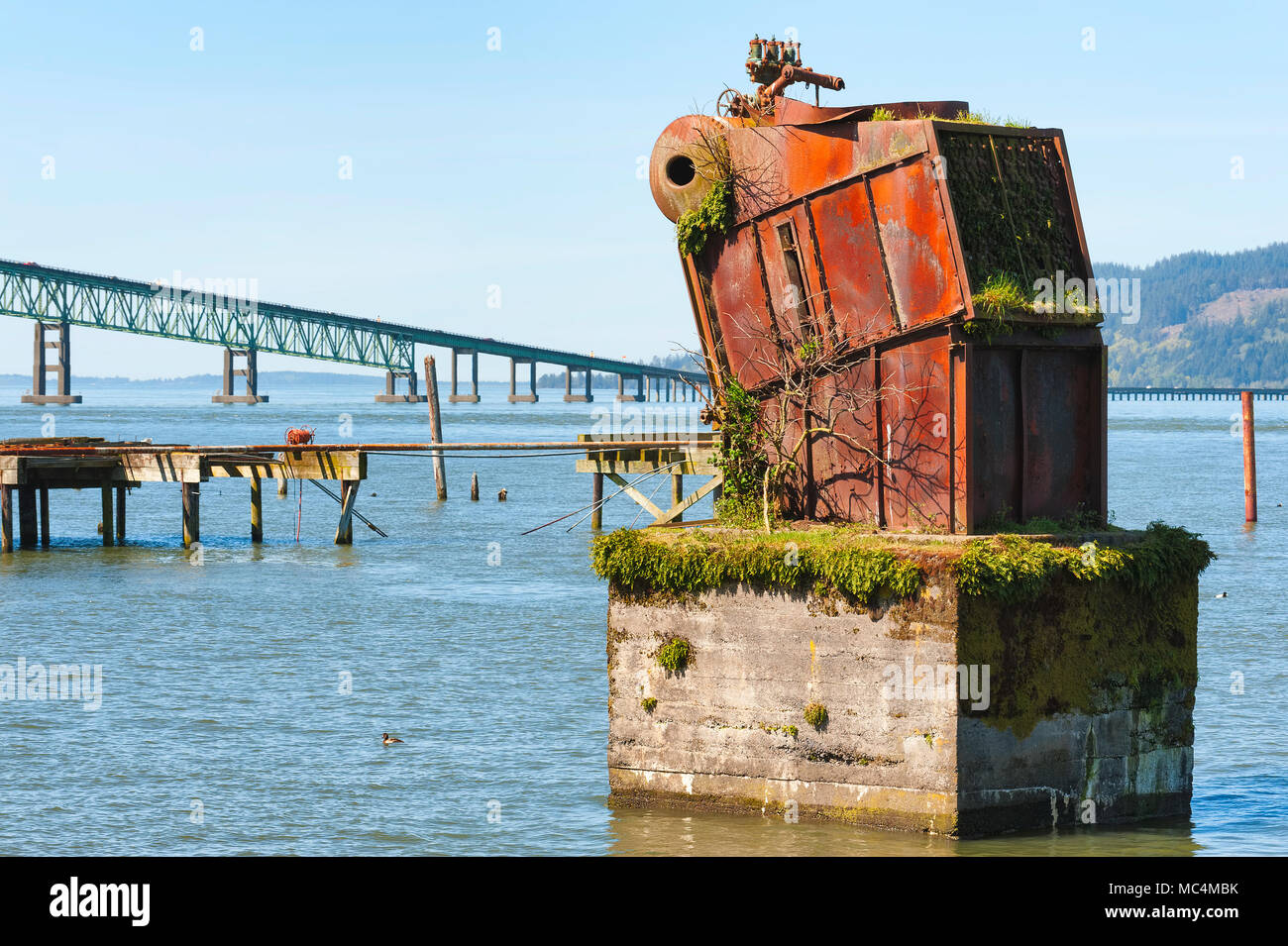Large rusted out boiler is the remnant of White Star Cannery that was ...
