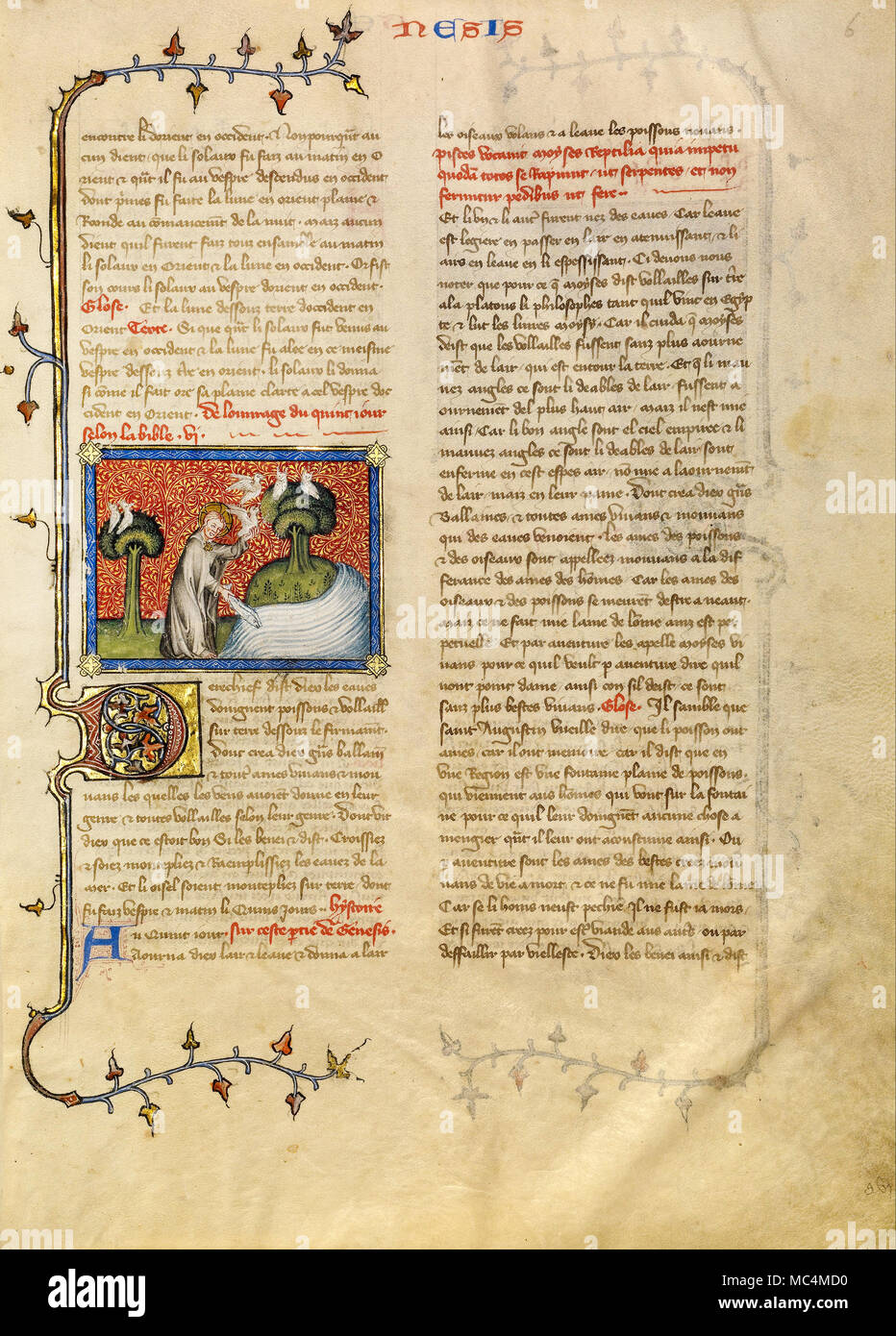 Master of Jean de Mandeville, The Creation of Birds and Fishes. Circa ...