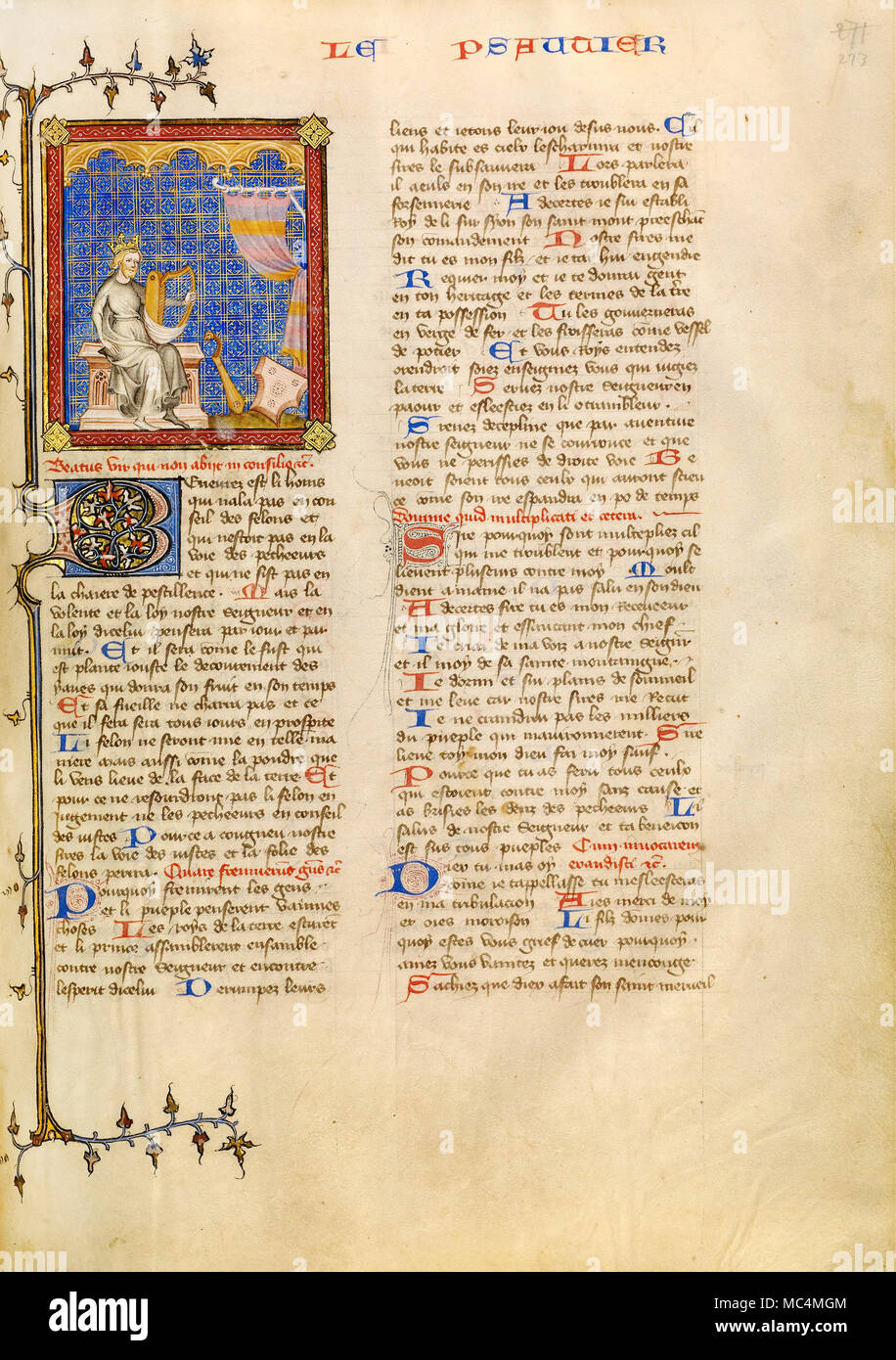 Master of Jean de Mandeville, David with Musical Instruments. Circa ...