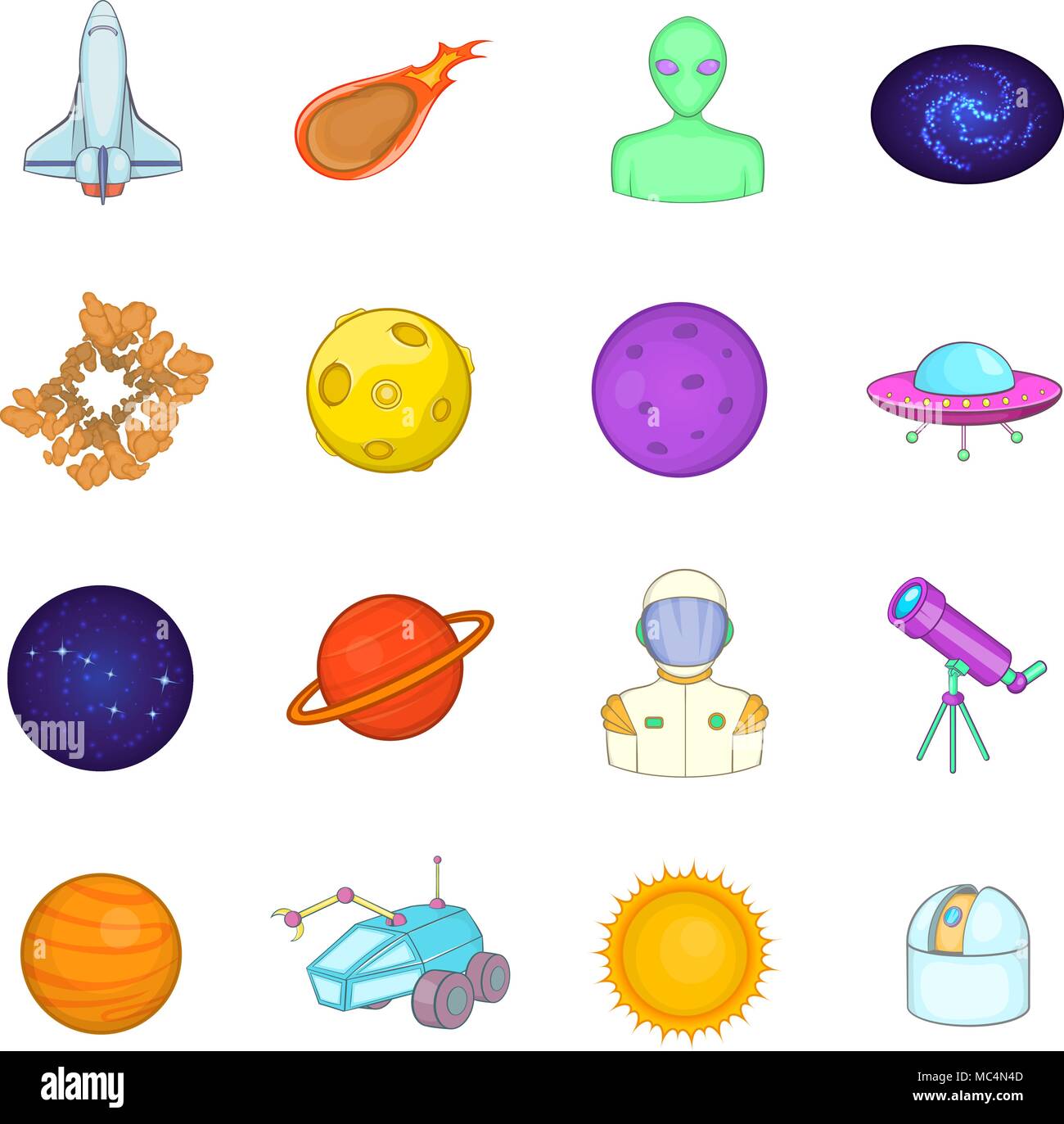 Space icons set, cartoons style Stock Vector Image & Art - Alamy