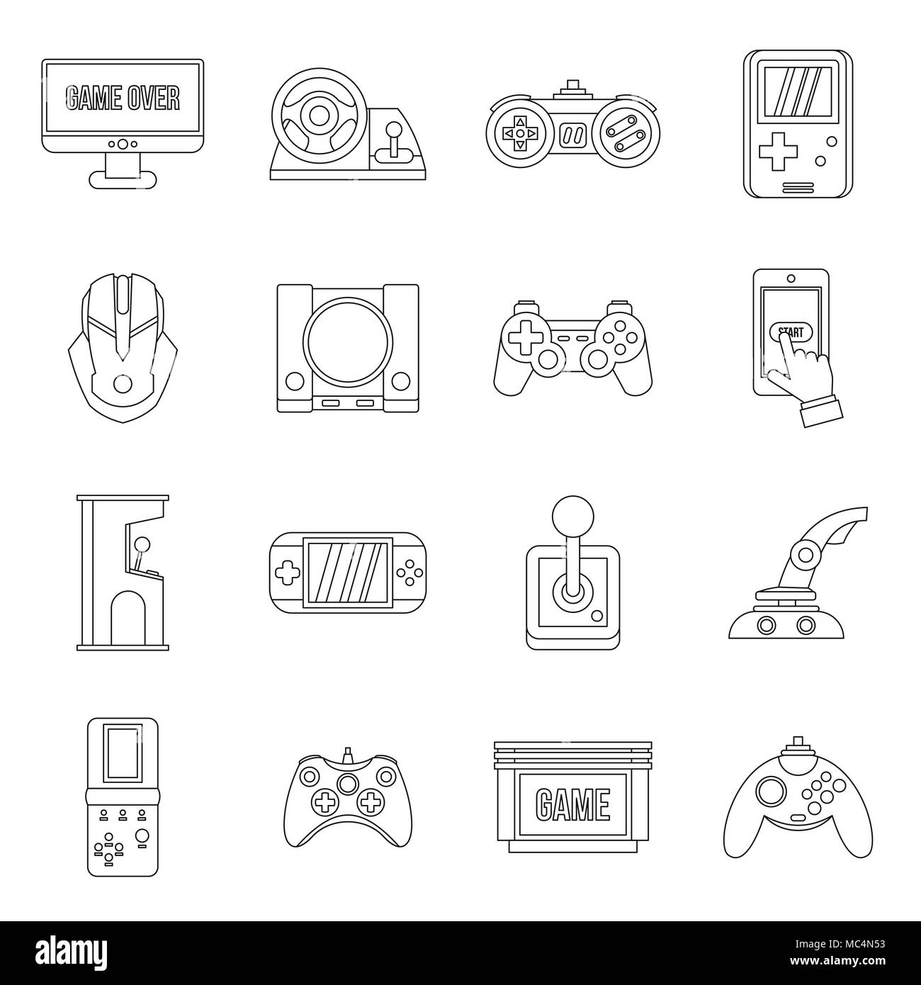 Video game set , outline style Stock Vector Image & Art - Alamy