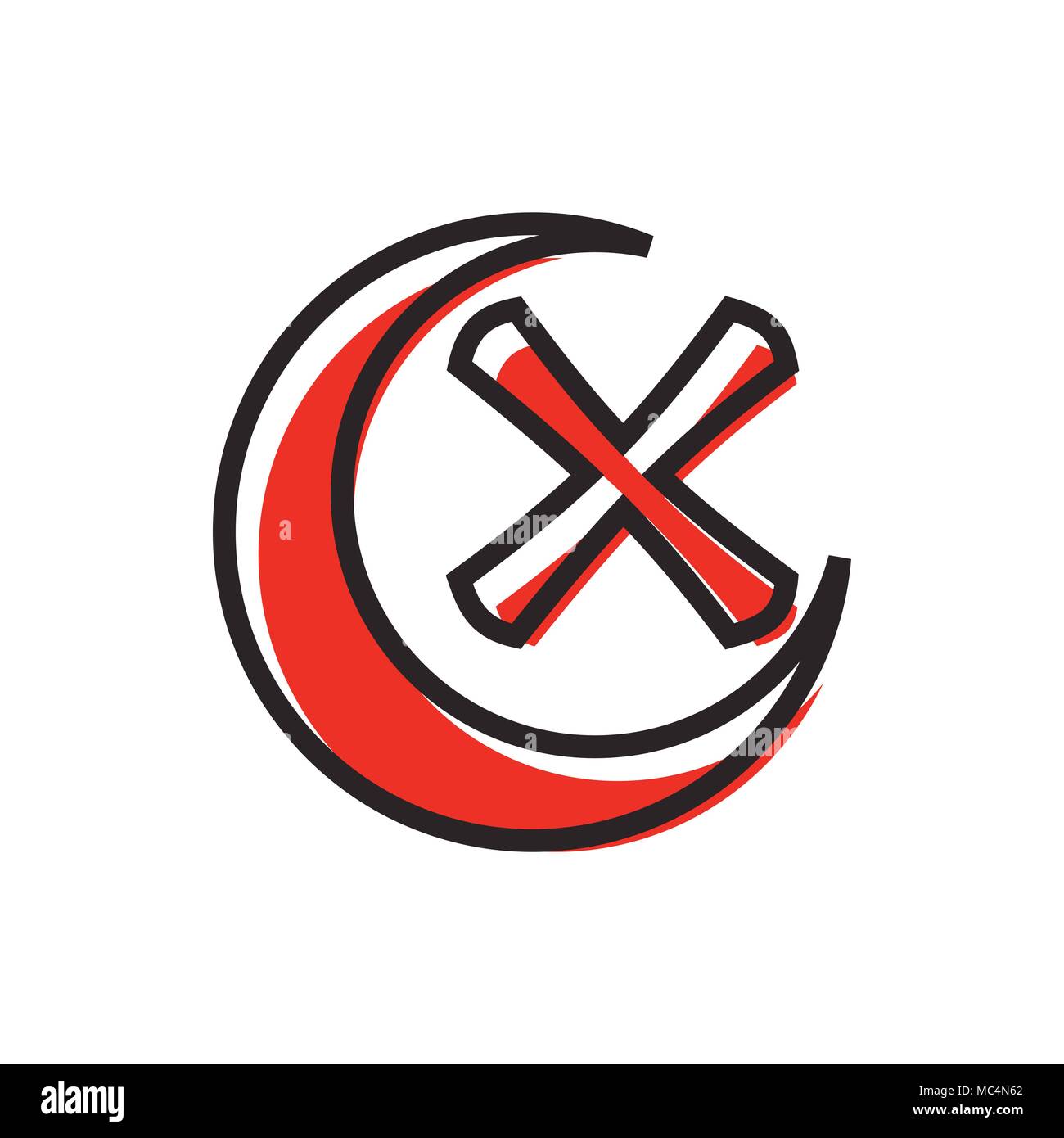 Cross and crescent icon, flat style Stock Vector Image & Art - Alamy