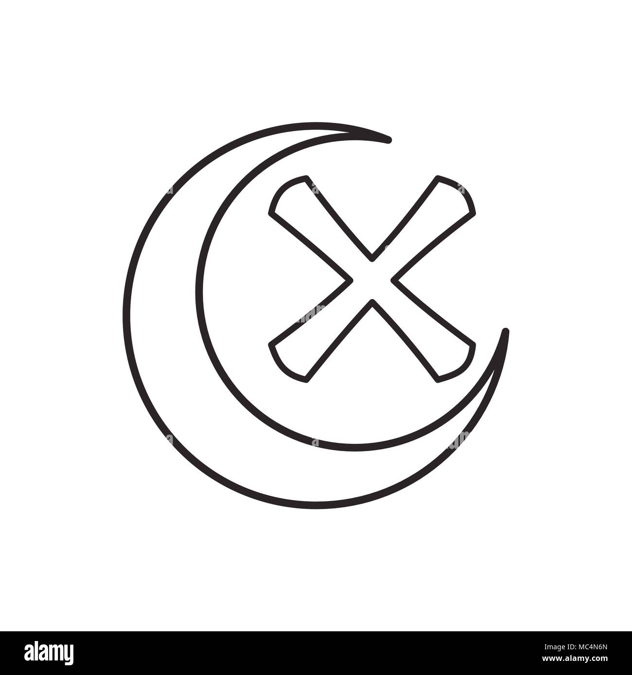 Cross and crescent icon, outline style Stock Vector Image & Art - Alamy