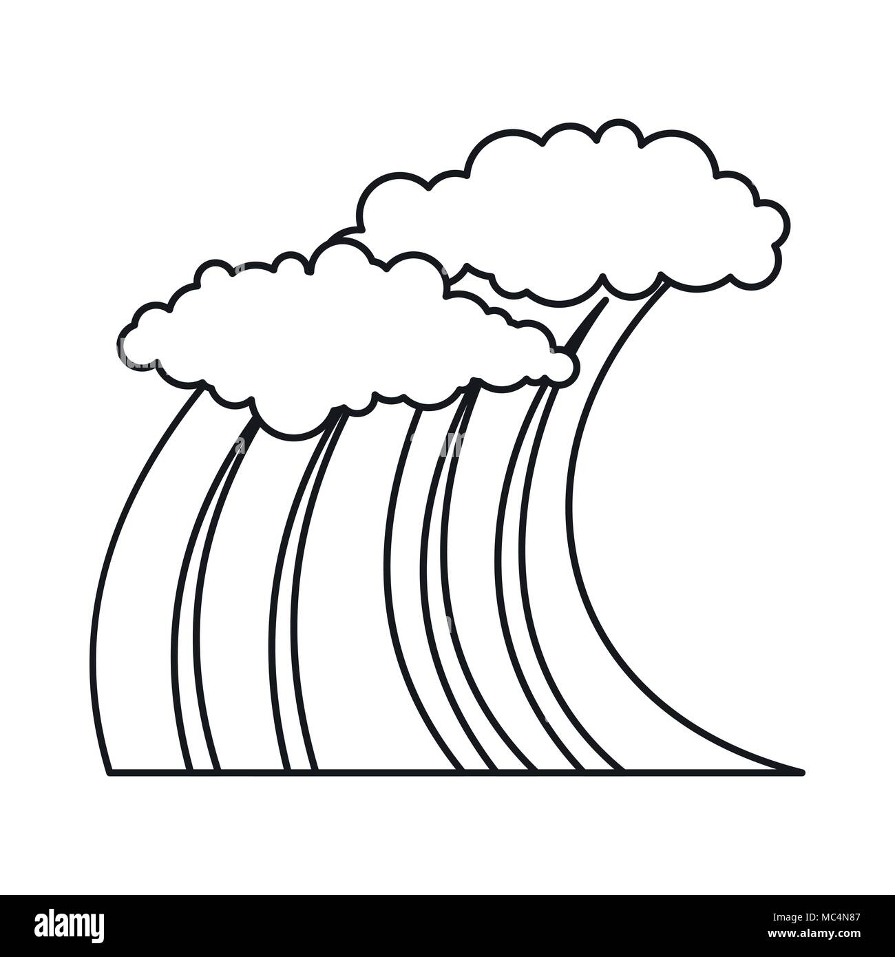 Wave icon, outline style Stock Vector Image & Art - Alamy