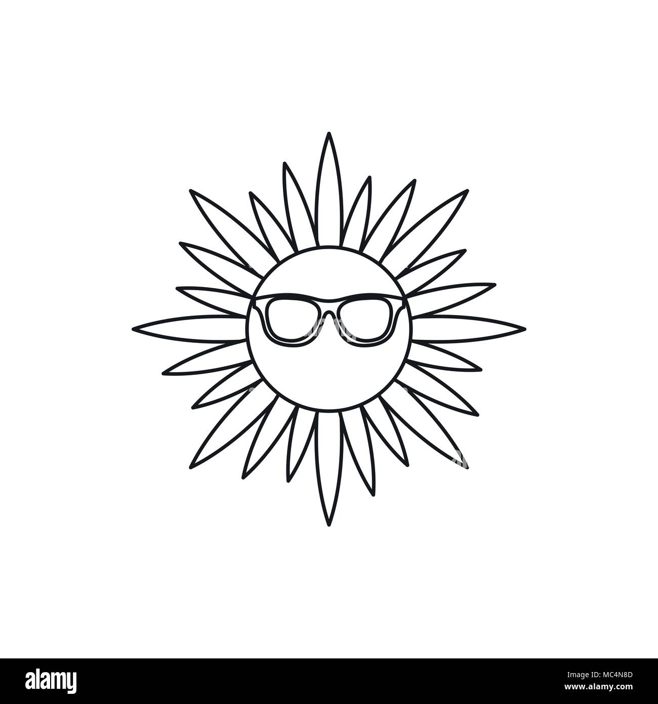 Sun In Glasses Icon Outline Style Stock Vector Image And Art Alamy